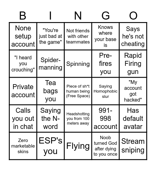 Getting cheated on Rust Bingo Card