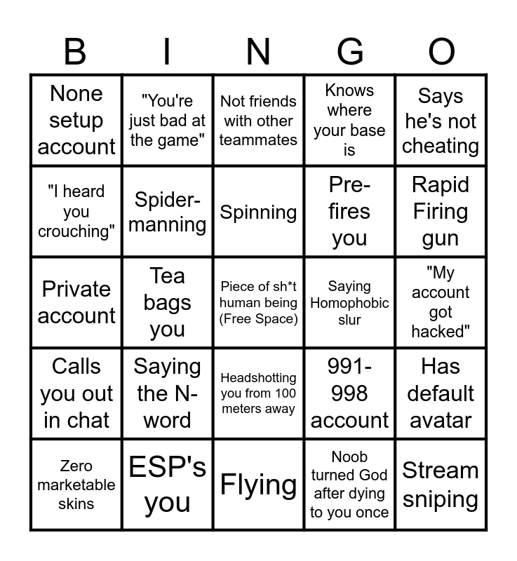 Getting cheated on Rust Bingo Card