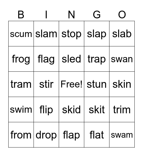 Consonant Blends #3 Bingo Card