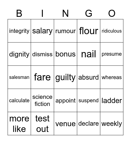 u1 Bingo Card