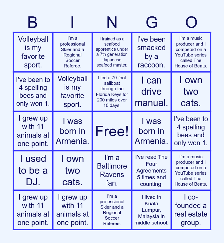 GuidePoint Security University Intern Bingo! Bingo Card