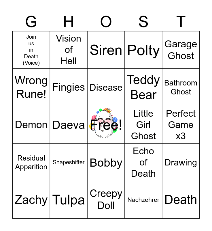 Ghost Bingo! Bingo Card
