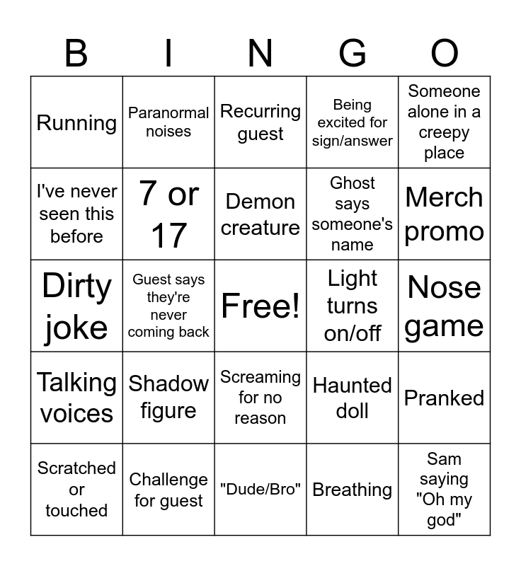 Sam and Colby Bingo 2 Bingo Card