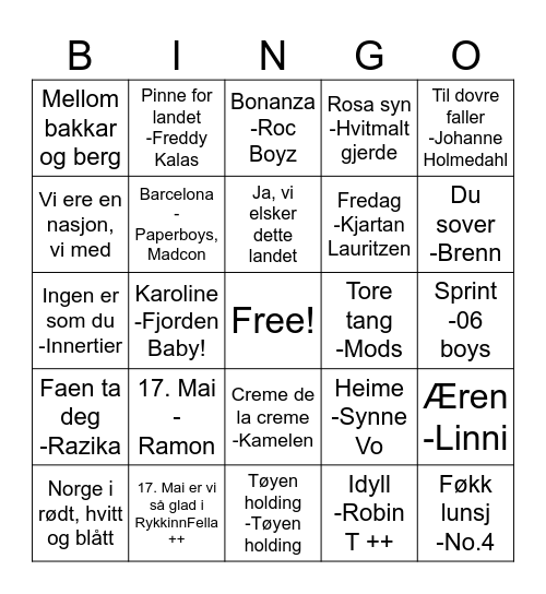 17.Mai Bingo Card