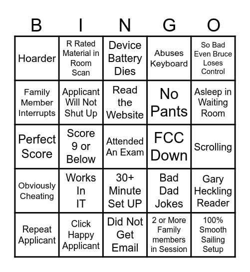 PARC VE Session Bingo Card