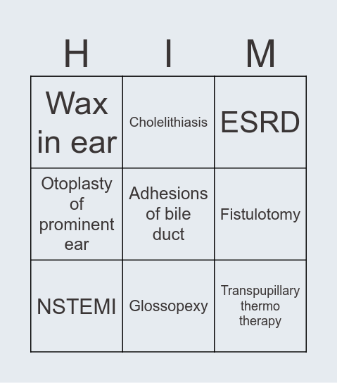 Coding HIM Bingo Card