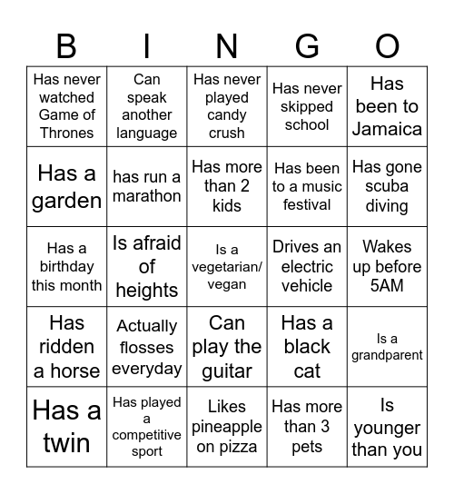 Meet and Greet Bingo! Bingo Card