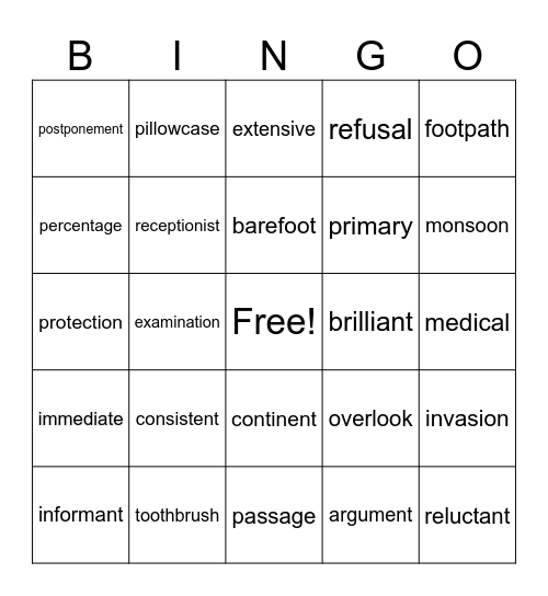 Rewards Lesson 12 Bingo Card