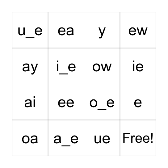 Common Vowel Teams BINGO Card