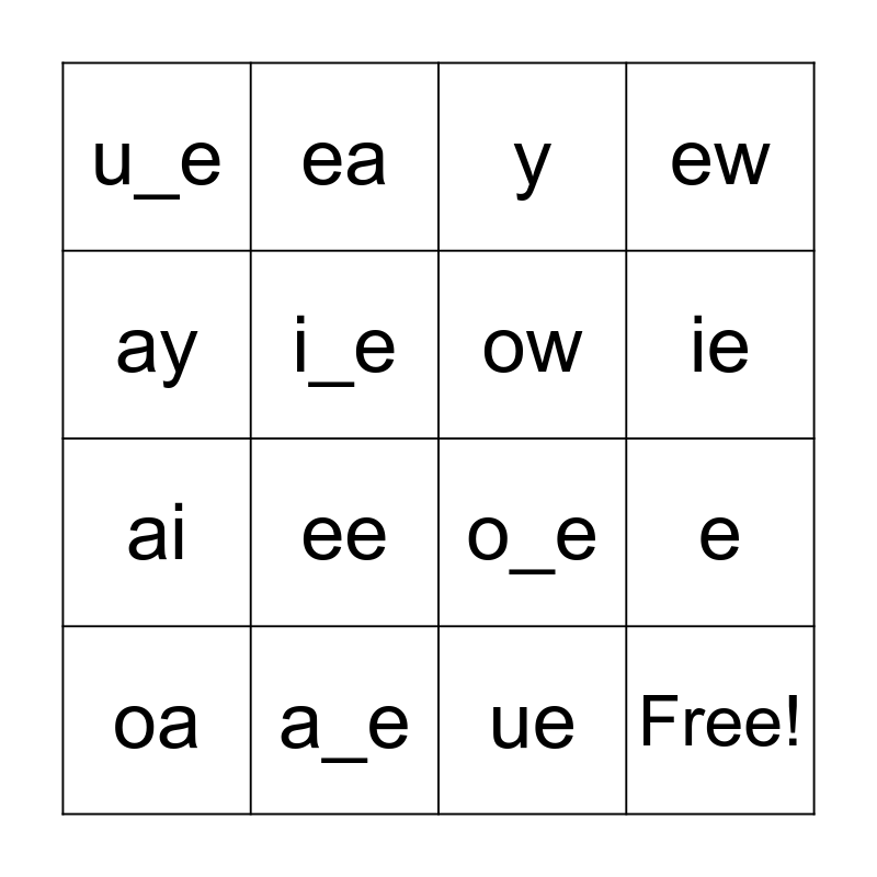 Common Vowel Teams BINGO Card