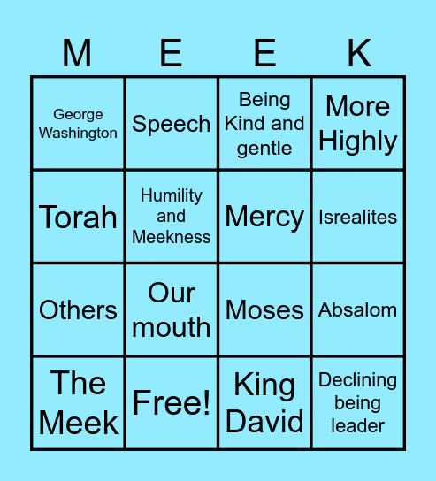 Humility and Meekness bingo Card