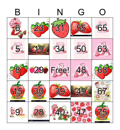 Strawberry Number Bingo Card