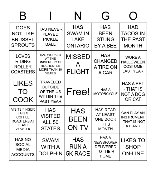 FIND SOMEONE WHO ... Bingo Card