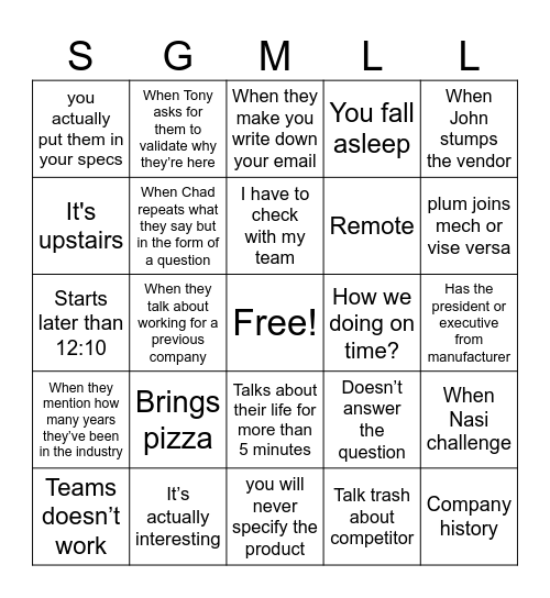 LUNCH AND LEARN Bingo Card
