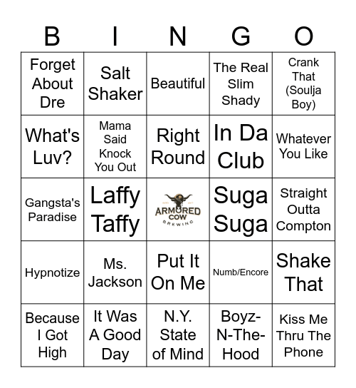 Hip Hop Vol. 1 Bingo Card