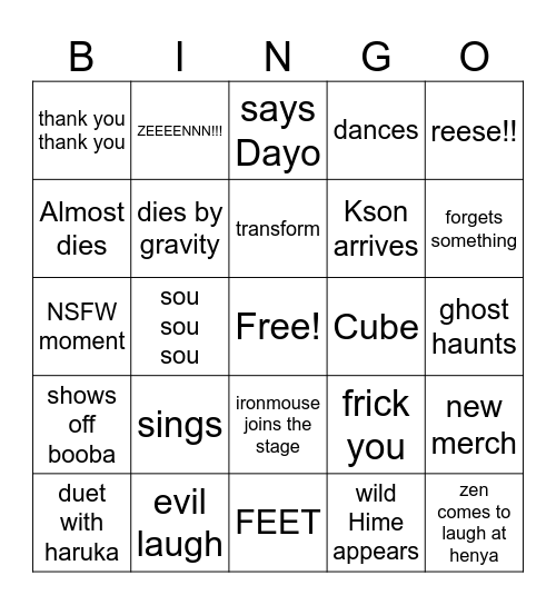 Henya 3D Bingo Card