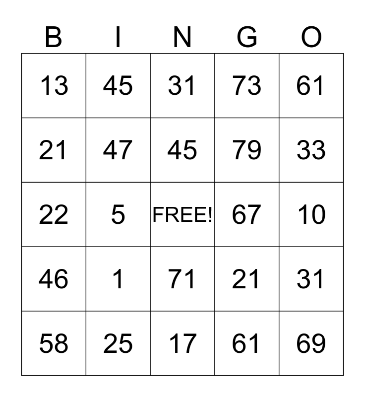 Featherstone Facebook Bingo! Bingo Card