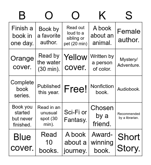Book Bingo Card