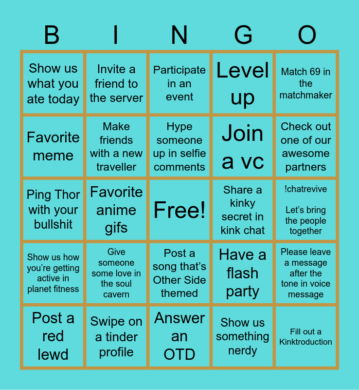 WELCOME 2 THE OTHER SIDE Bingo Card