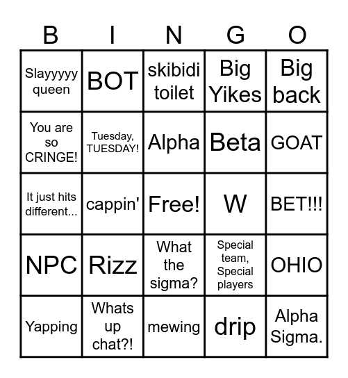 LETS GOOOO! Bingo Card