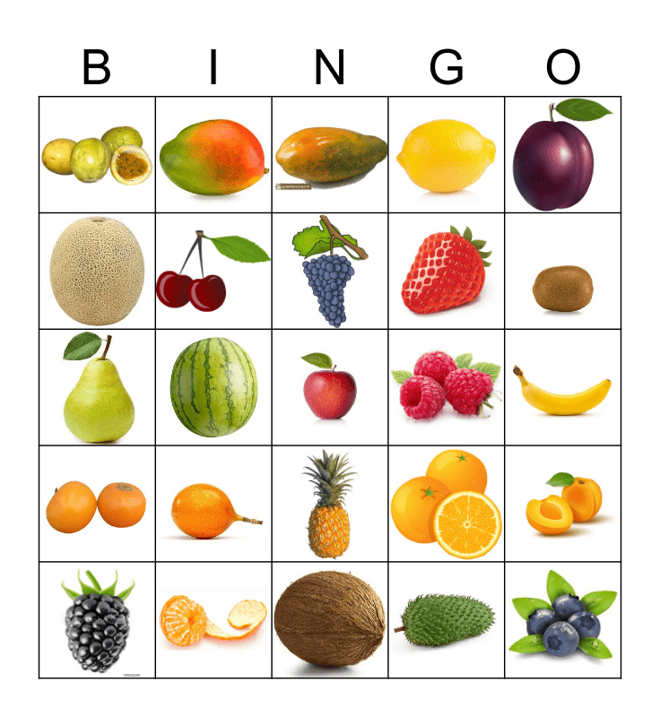 Fruits Bingo Card