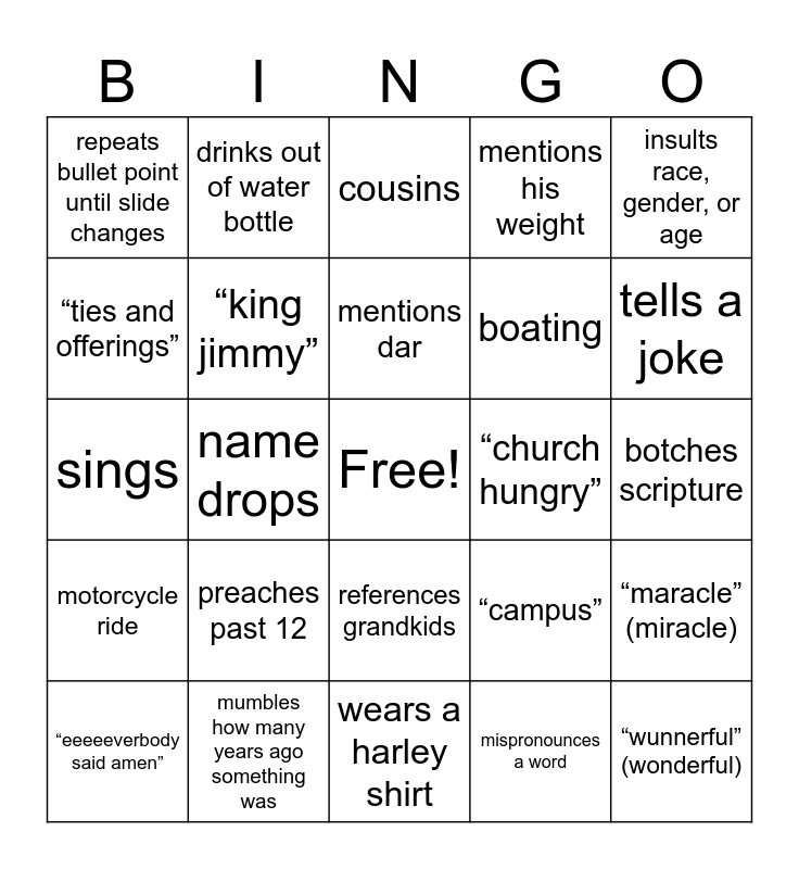 CHURCH BINGO: Shout Amen If you get a Bingo Card
