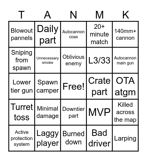 cts Bingo Card