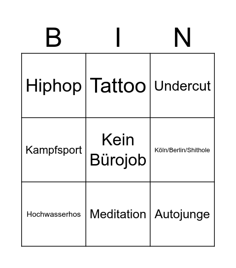 Take him out Bingo Card