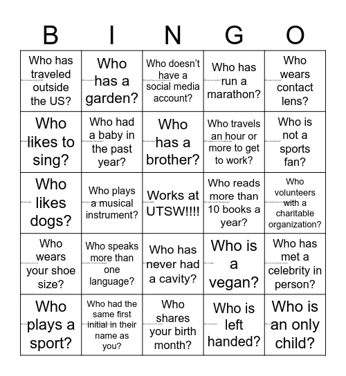 Mingle Mixer Bingo!!!! Bingo Card