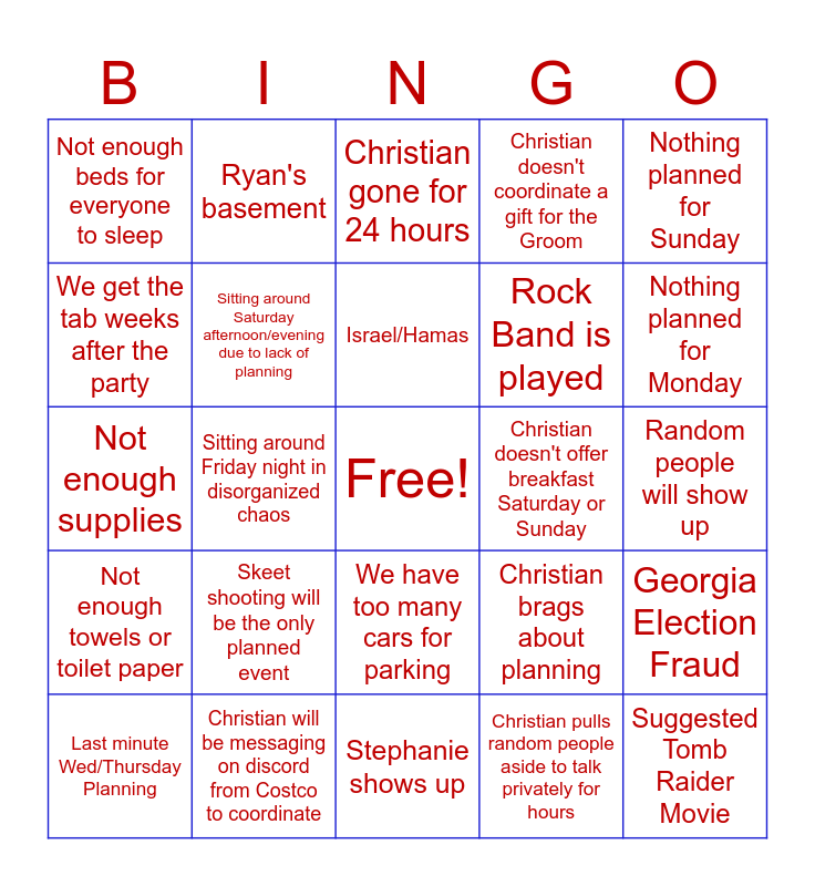 Secret Bingo Card