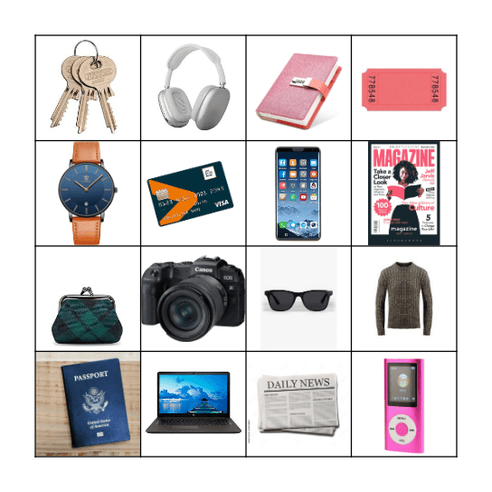 PERSONAL POSSESSIONS Bingo Card