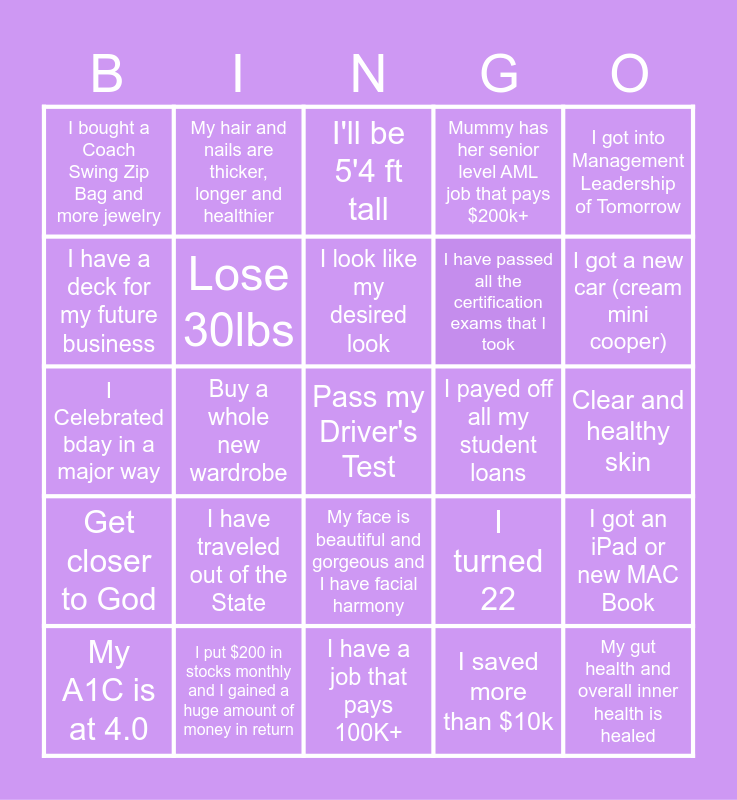 2024 vision board Bingo Card