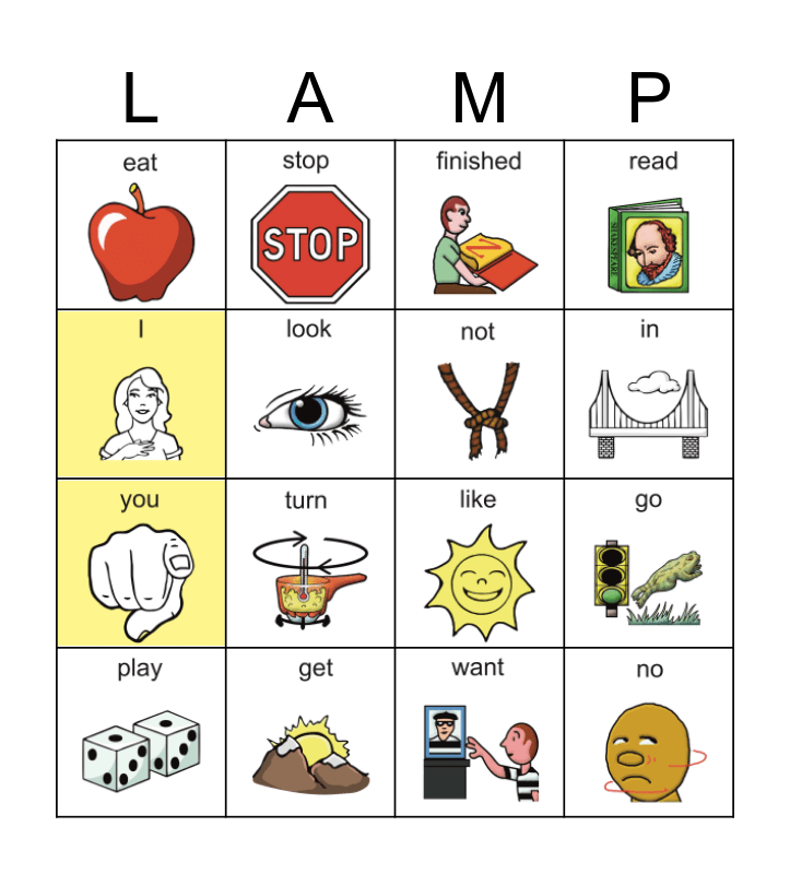 LAMP Words for Life Bingo Card