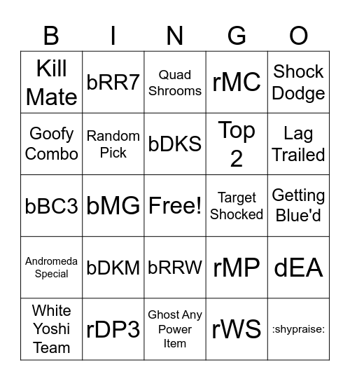 Bubbles and Spicy SQ Bingo Card