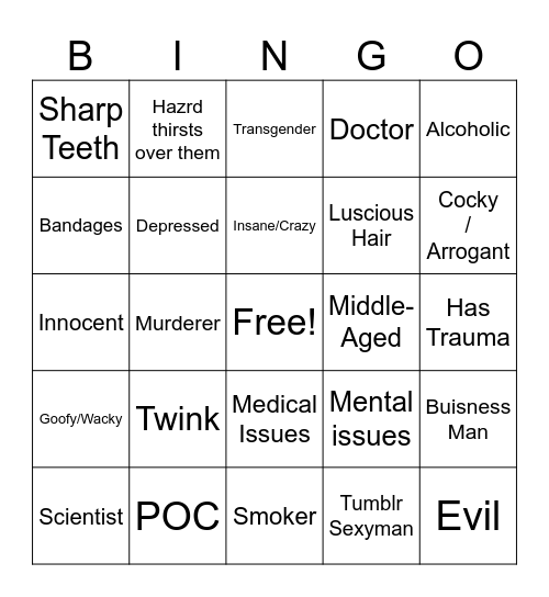 Hazrd Oc Bingo Card