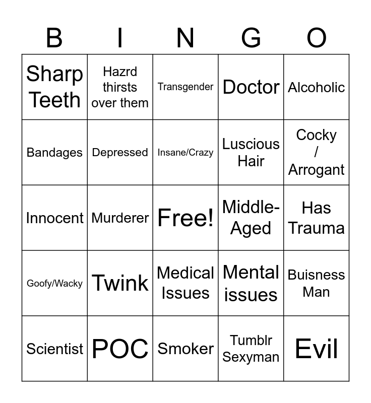 Hazrd Oc Bingo Card
