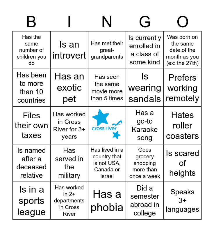 Human Bingo: Cross River Edition Bingo Card