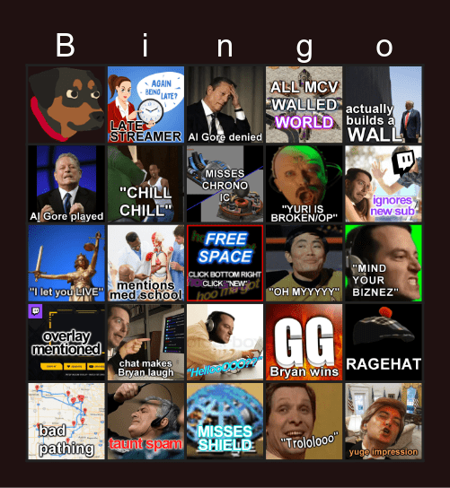 Bryan "lost my usb expander" Vahey bingo Card