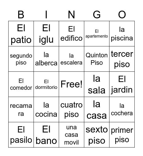 La casa Bingo Card