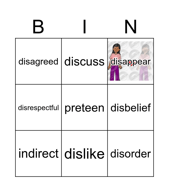 GR2 Unit8 Prefixes Bingo Card