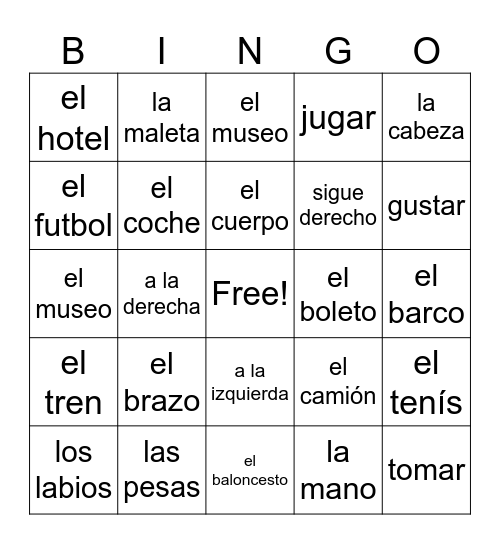 Lotería español #2 Bingo Card