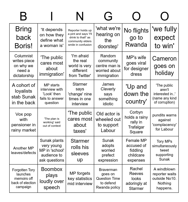 ELECTION BINGO Card