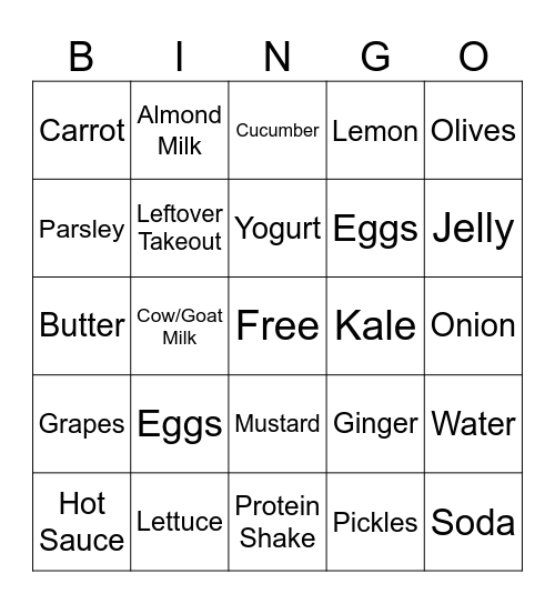 PDS Refrigerator Bingo Card