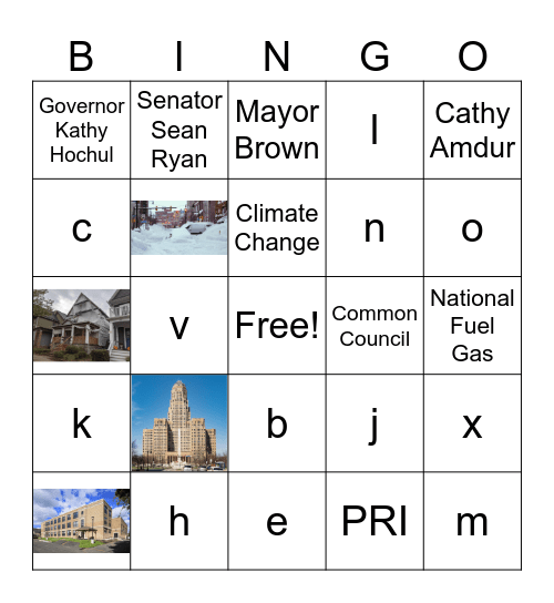 PUSH Buffalo Bingo Card