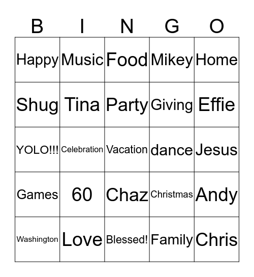 Happy 60th Years Blessed! Bingo Card