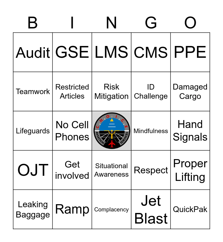 CHOICE Safety Bingo Card