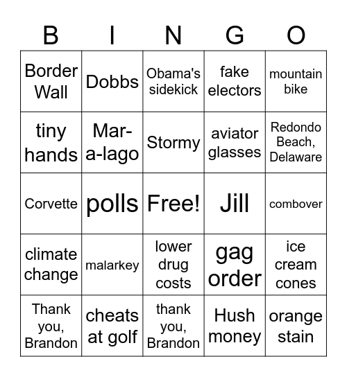 Election 2024 Bingo Card