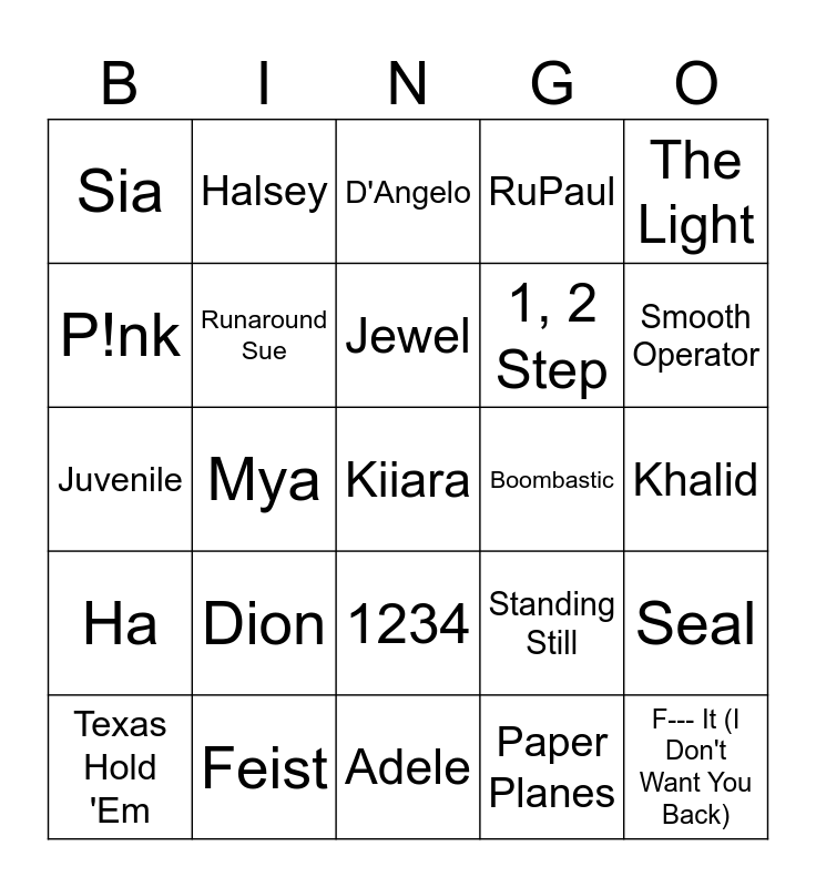 Mononyms (Part 2) Bingo Card