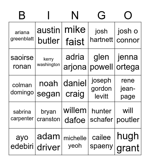 knives out 3 cast Bingo Card