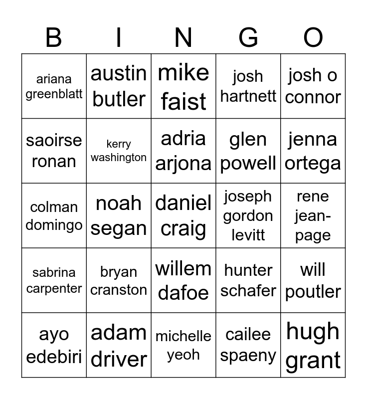 knives out 3 cast Bingo Card